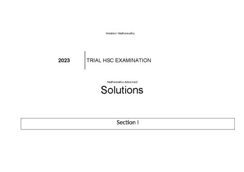Wme 2023 Hsc Mathematics Advanced Solutions Western Mathematics 2023 Trial Hsc Examination