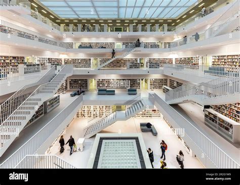 Stuttgart City Library At Mailaender Platz Interior View With Modern