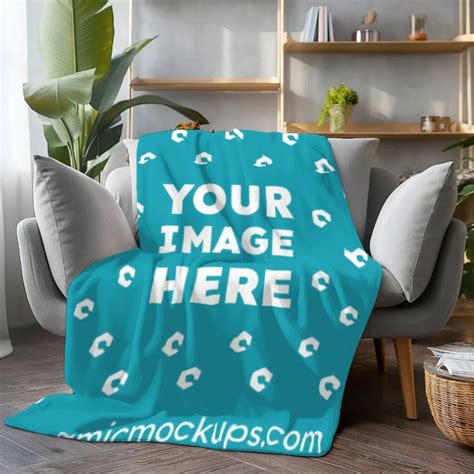 Teal Blanket Mockup Template 4256 Psd Use It Now