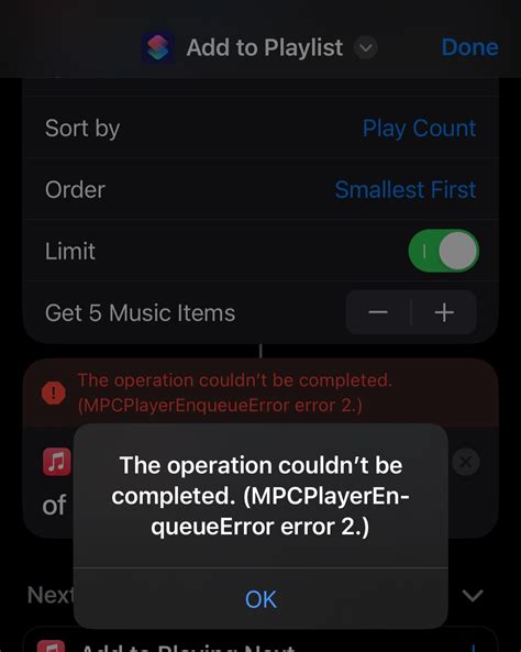 Ios Shortcut Add To Playing Next” Fails Apple Community