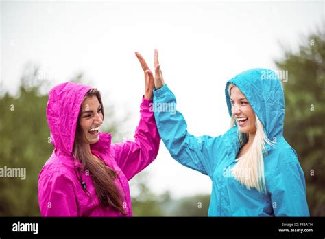 Friends Having Fun On A Hike Stock Photo Alamy