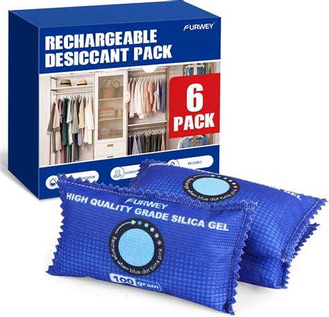 Furwey 100g 6 Packs Rechargeable Desiccant Packs For