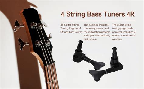 Lovermusic Black Machine Heads Tuning Pegs 4r Bass Tuners