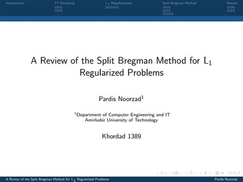 A Review Of The Split Bregman Method For L1 Regularized Problems Pdf