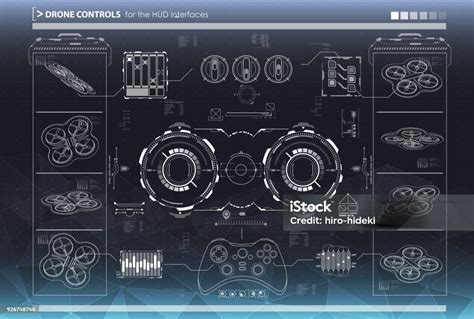 인터페이스에 대 한 요소를 제어 합니다 드 론을 위한 Hud Ui입니다 미래의 사용자 인터페이스 개념에 대한 스톡 벡터 아트 및 기타 이미지 Istock