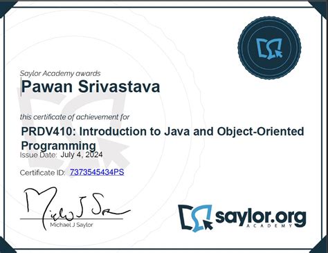 Pawan Srivastava On Linkedin Certification Javadeveloper Sayloracademy