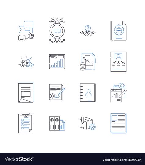File Management Line Icons Collection Royalty Free Vector