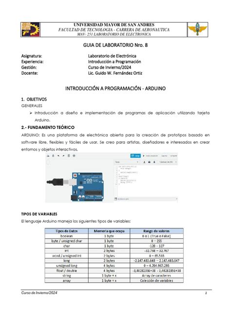 Guia Lab N9 Programación Basica Pdf Arduino Laboratorios