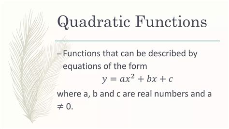 Introduction To Quadratic Functions Pptx