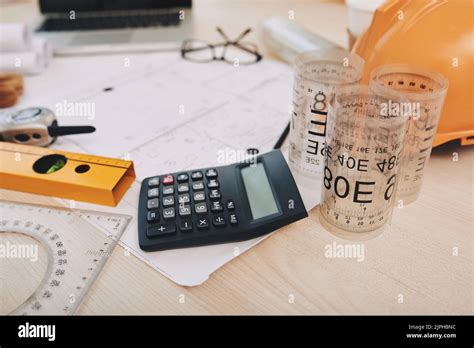 Flexible Ruler And Calculator On Table Of Engineer Stock Photo Alamy
