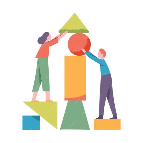 Premium Vector Of Teamwork Builds Geometric Shapes