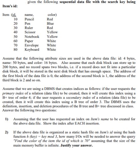 Given The Following Sequential Data File With The