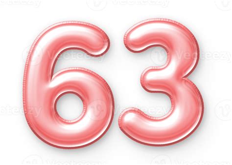 63 Number Balloon Pink 24652435 Png