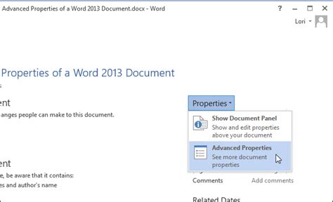 how to set advanced document properties in word airiam