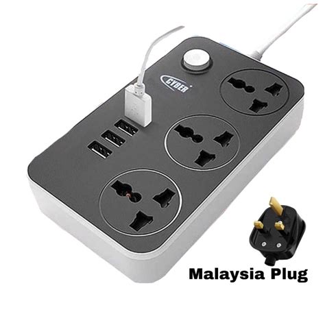 Sw Malaysia Plug 4 Usb Port 3 Universal Power Strip Extension Plug Power Socket Electric