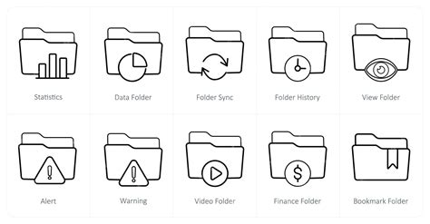 Premium Vector A Set Of 10 Folder Icons As Statistics Data Folder Folder Sync