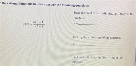 Answered E The Rational Functions Below To Answer The Following Kunduz