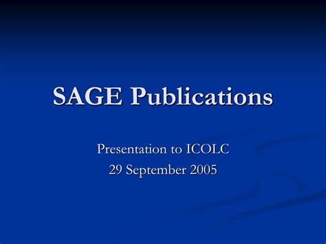 PPT SAGE Publications PowerPoint Presentation Free Download ID 5346990