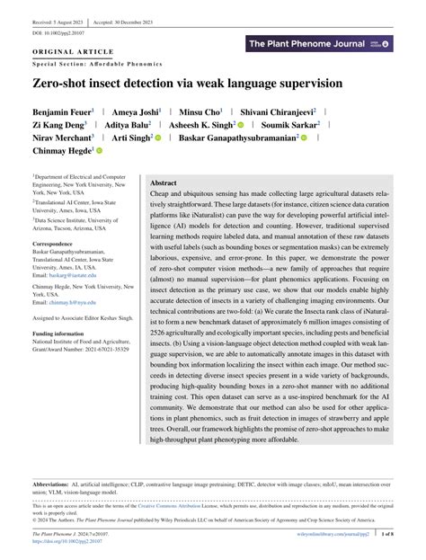 Pdf Zero‐shot Insect Detection Via Weak Language Supervision