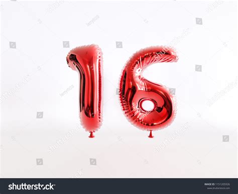 Red Number 16 Made Inflatable Balloon Stock Illustration 1151205926