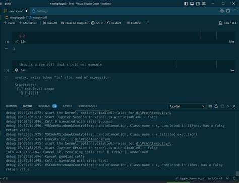 Raw Cell Is Being Executed By Ijulia Kernel · Microsoft Vscode Jupyter
