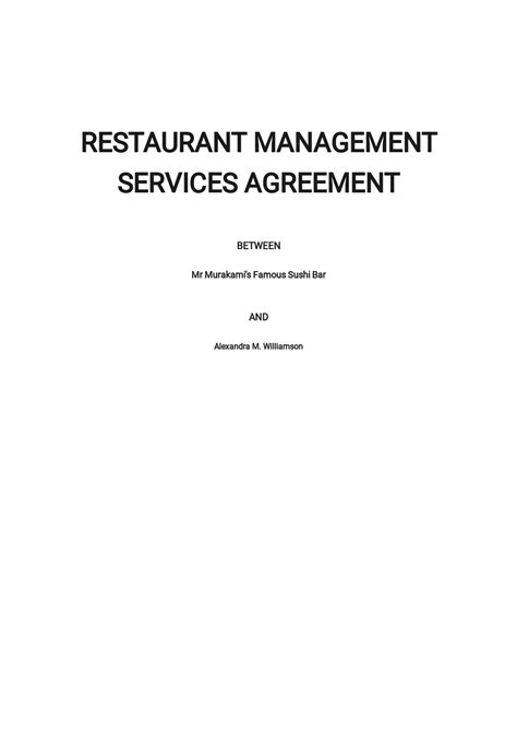 Management Services Agreement Template Free