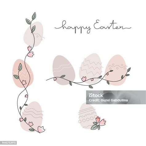 부활절 달걀 꽃에서 프레임 초대 카드 배너 편지와 메일 가로 수직 포스터 배경 4월에 대한 스톡 벡터 아트 및 기타 이미지 4월 개체 그룹 계절 Istock