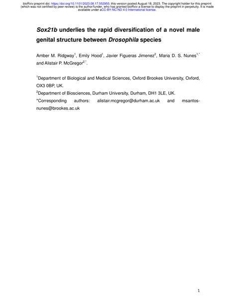 Pdf Sox21b Underlies The Rapid Diversification Of A Novel Male