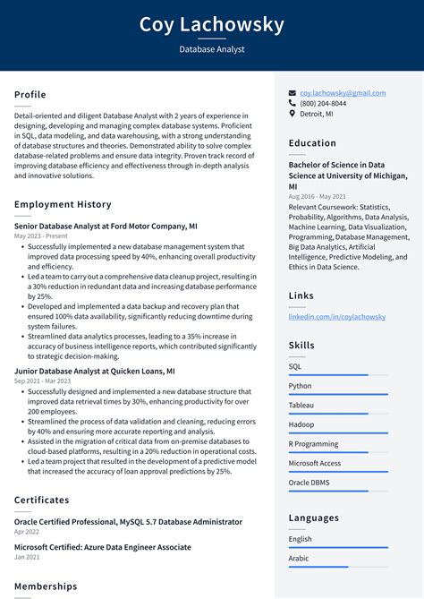 Oracle Database Analyst Resume Examples Resumecat