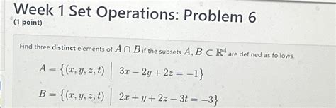 Solved Week 1 Set Operations Problem 6 1 Point Find Three Chegg Com