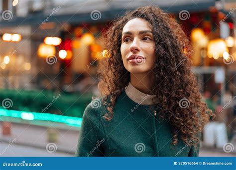 Beautiful Girl Stands On The Street Of Istanbul Portrait Photo Stock