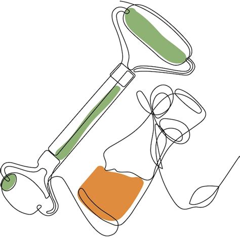 작은 주황색 액체가 있는 유리와 튜브의 그림 프리미엄 벡터