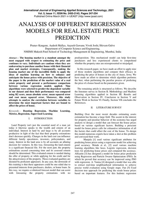 Pdf Analysis Of Different Regression Models For Real Estate Price