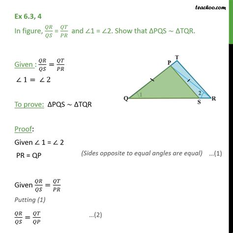 Ex 63 4 Qr Qs Qt Pr And Angle 1 2 Show That