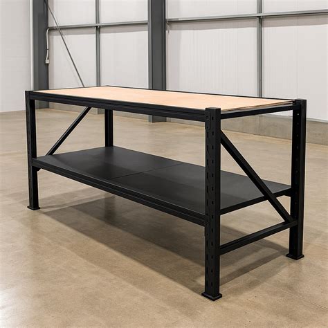 Steel Work Bench 2m X 06m X 09m Plywood Work Top Black Hobbs Displays
