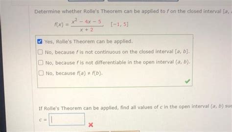 Solved Determine Whether Rolle S Theorem Can Be Applied To F Chegg