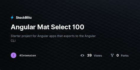 Angular Mat Select 100 Stackblitz
