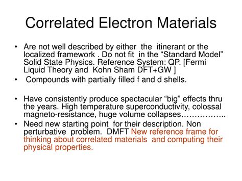 Ppt Insights Into Correlated Electron Materials Through Dynamical Mean Field Theory Powerpoint