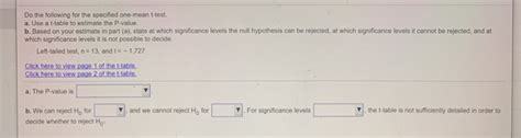 Solved Do The Following For The Specified One Mean T Test Chegg Com