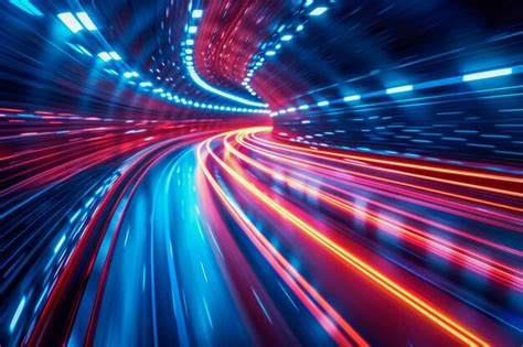 Premium Photo Abstract Highspeed Data Transmission Concept With Blue Fiber Optic Cables And