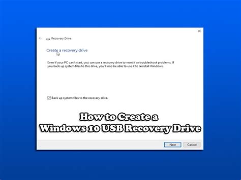 How To Create A Windows 10 USB Recovery Drive YouTube