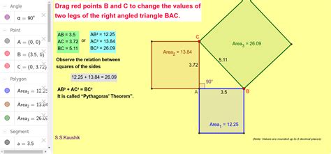 Pythagoras Theorem Geogebra