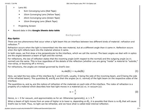 SOLUTION Sbu Intro Physics Labs Phy 134 Optics Lab Studypool