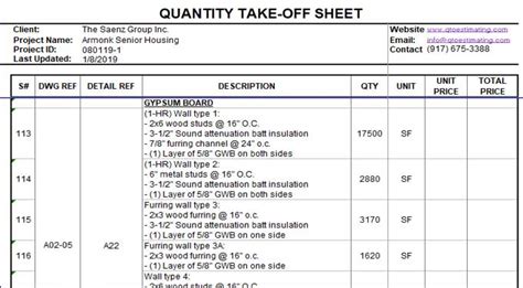 Quantity Takeoff In Construction Quantity Takeoff Formula