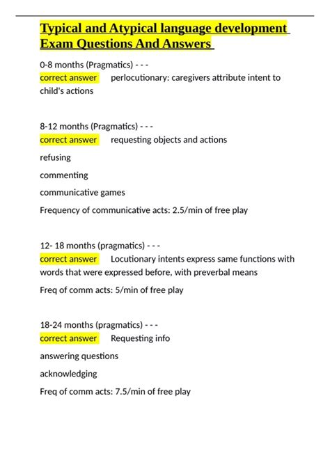 Typical And Atypical Language Development Exam Questions And Answers Docx Typical Atypical