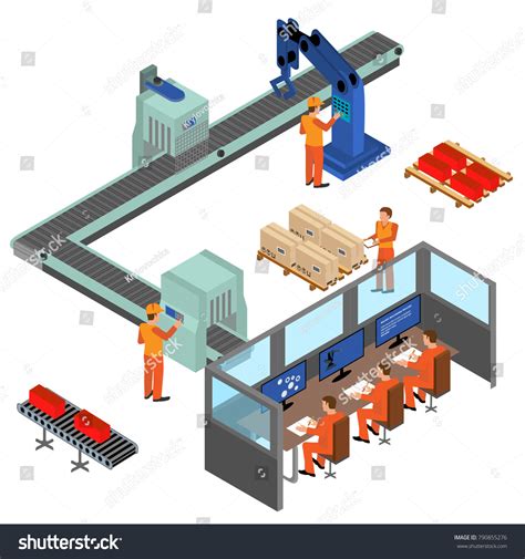 Automated Factory Assembly Line Robotic Arm Stock Vector Royalty Free