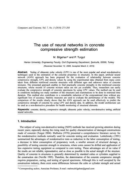 Pdf The Use Of Neural Networks In Concrete Compressive Strength Estimation