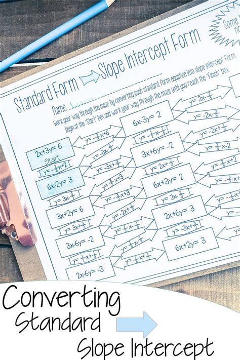 Converting Standard Form To Slope Intercept Form Worksheet Maze