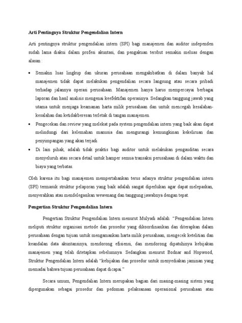 Arti Pentingnya Struktur Pengendalian Intern Pdf