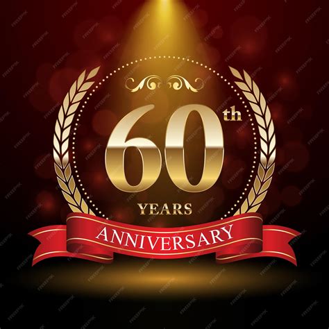 Premium Vector 60th Anniversary Logo Design With Laurel Wreath And